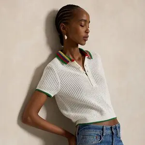 Ralph Lauren Striped-collar Pointelle Polo Shirt