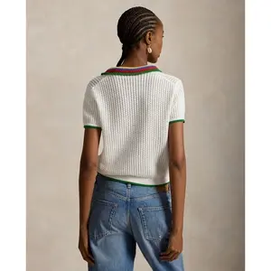 Ralph Lauren Striped-collar Pointelle Polo Shirt