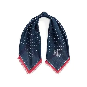 Ralph Lauren Polka-dot Linen-cotton Square Scarf