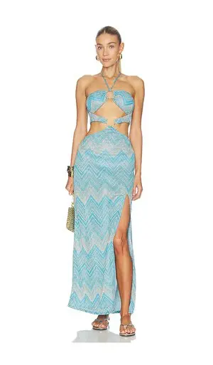 Luli Fama Double Loop Bandeau Long Dress - Blue