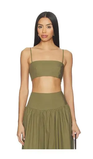 Susana Monaco X Revolve Poplin Crop String Top - Olive