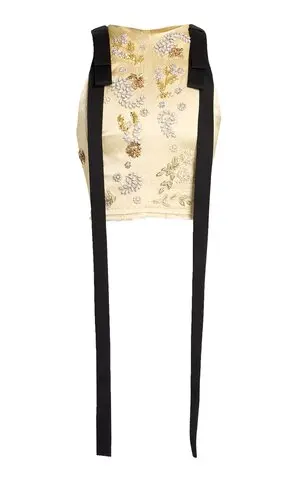 Erdem Cotton-blend Textured Satin Crop Top - Multi