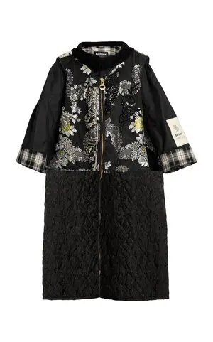 Erdem Cotton Jacquard Gilet Barbour Coat - Black