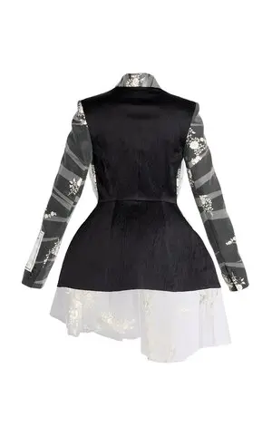 Erdem Embroidered Tulle Fitted Blazer