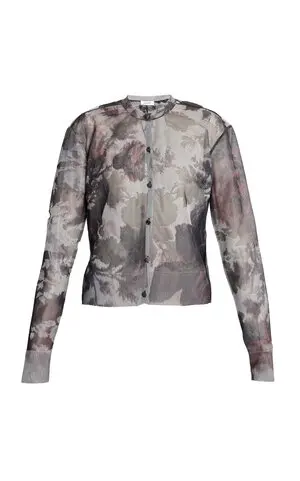 Erdem Printed Jacquard Knit Cardigan - Grey