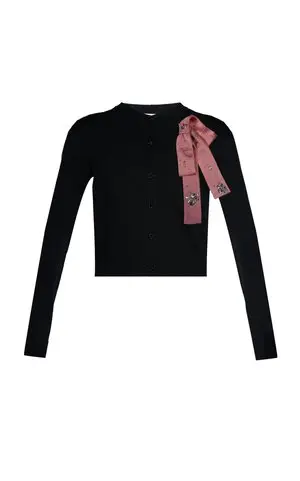 Erdem Embellished Merino Wool Cardigan - Black