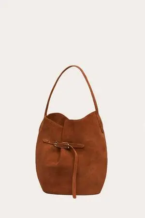 LIFFNER Belted Bucket Bag In Suede - Brown