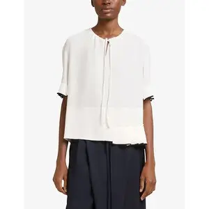 Marni Keyhole-detail Pleated Silk-blend Top