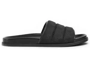 Gucci Padded Gg Canvas Slides - Black