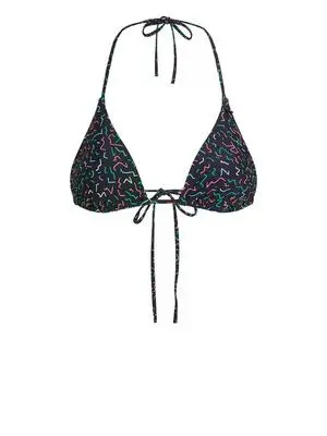 Karl Lagerfeld Geometric-print Triangle Bikini Top - Black