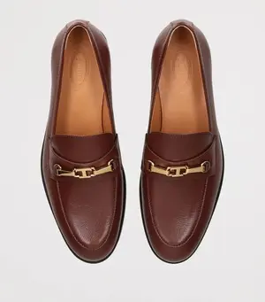 TOD'S Leather Loafers With Chain Detail - Brown