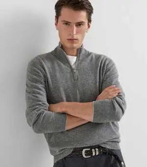 Brunello Cucinelli Cashmere Quarter-zip Pullover - Grey