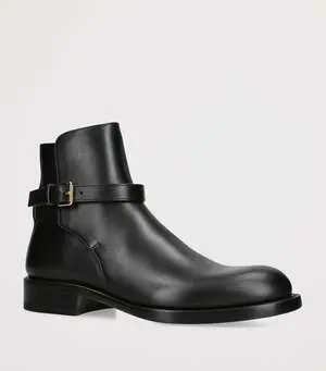 THE ROW Nobilis Leather Ankle Boots - Black