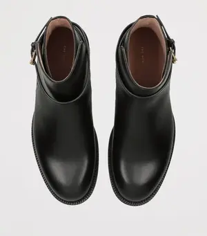 THE ROW Nobilis Leather Ankle Boots - Black