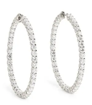 Harrods Diamond Hoop Earrings - White