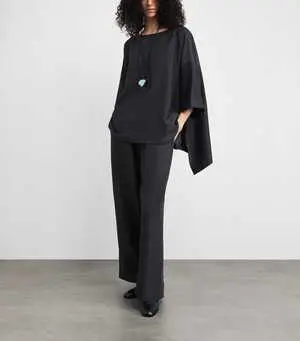 Eskandar Silk Plissé Scoop-neck Top