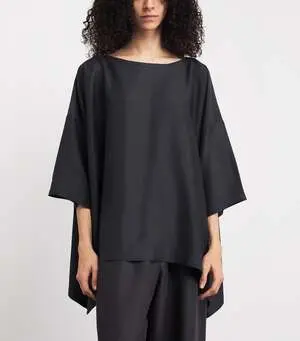 Eskandar Silk Plissé Scoop-neck Top