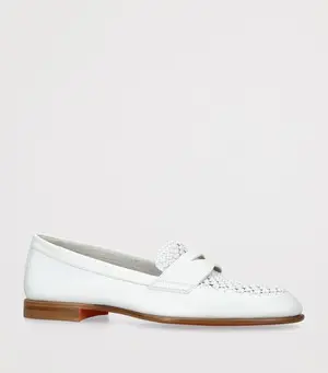 Santoni Leather Luce Loafers - White