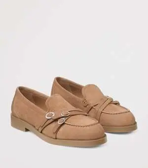JIMMY CHOO Kalia Suede Loafers - Beige