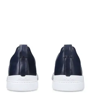 Zegna Crocodile Leather Triple Stitch Sneakers - Navy