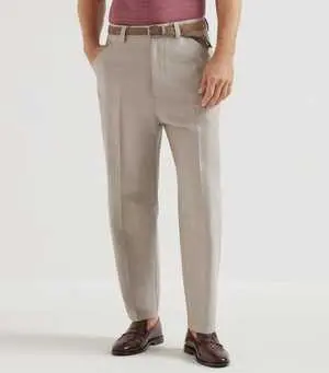 Brunello Cucinelli Cotton-linen Panama Trousers - Brown