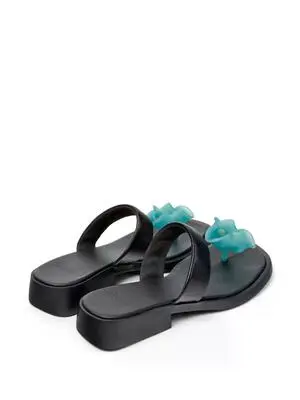 Camper Dana Floral-appliqué Sandals - Black
