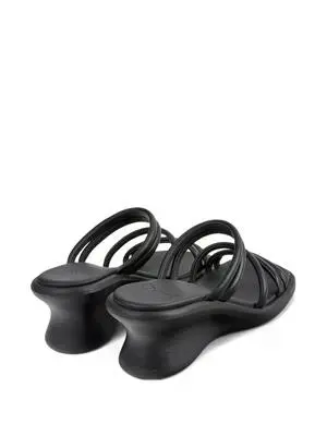 Camper Strap-detail Wedge Sandals - Black