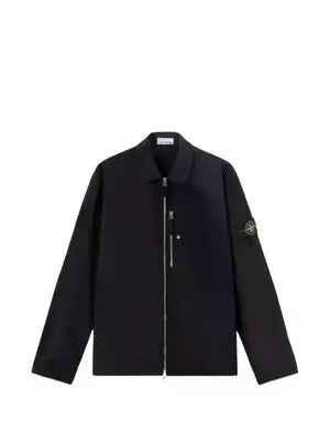Stone Island Regular-fit Overshirt With Zip Pocket - Black