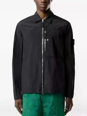 Stone Island Regular-fit Overshirt With Zip Pocket - Black