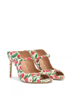 MALONE SOULIERS Floral Print T-strap Sandals - White