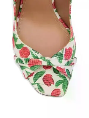 MALONE SOULIERS Floral Print T-strap Sandals - White