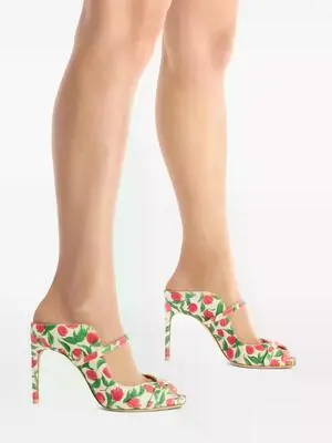 MALONE SOULIERS Floral Print T-strap Sandals - White
