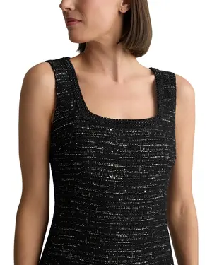St. John Cannes Tweed Sheath Dress - Black/multi