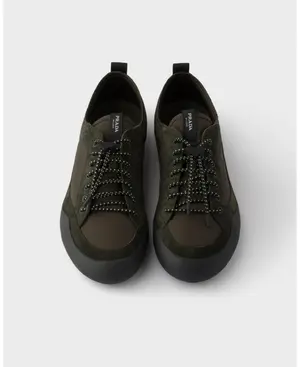 Prada Speedrock Re-nylon And Suede Sneakers - Green