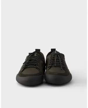 Prada Speedrock Re-nylon And Suede Sneakers - Green