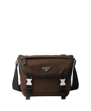 Prada Re-nylon And Saffiano Leather Shoulder Bag - Brown