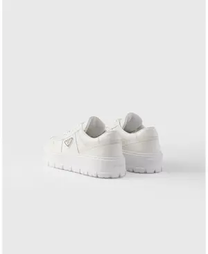 Prada Leather Lace-up Sneakers With Logo Detail - White