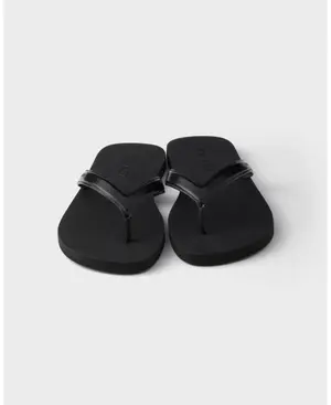 Prada Brushed Leather Flip-flops - Black