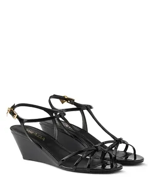 Prada Patent Leather Sandals - Black