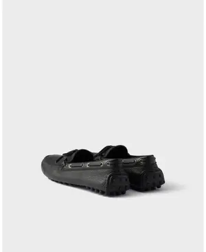 Prada Leather Driving Shoes With Tie Fastening - Black