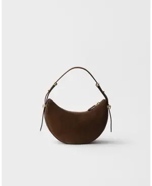 Prada Arque Mini Suede Shoulder Bag - Brown