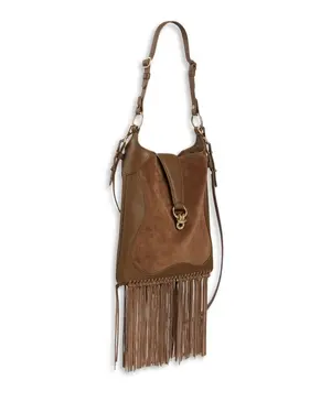 Sandro Le Claudia Fringed Leather & Suede Bag - Camel