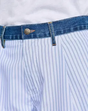 Sandro Eliaz Striped Shorts With Denim Trim - Blue Gree