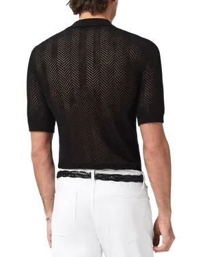 John Varvatos Ginsberg Herringbone Knit Short Sleeve Shirt - Black