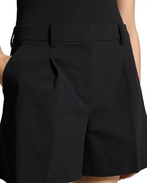 Theory Fluid Linen Blend Pleated Shorts - Black