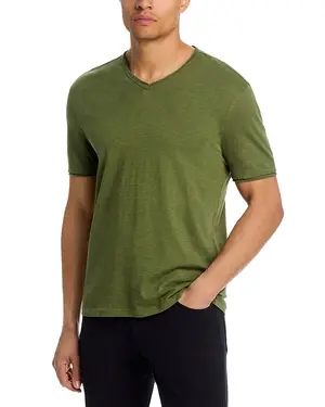 John Varvatos Miles Slub V-neck Tee - Light Olive