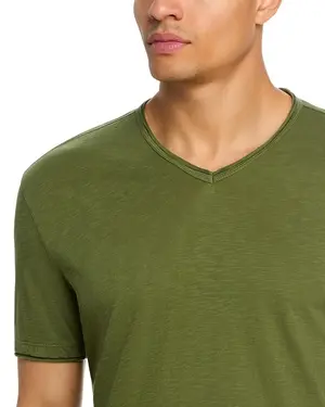 John Varvatos Miles Slub V-neck Tee - Light Olive
