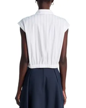 Theory Sleeveless Elastic Collared Shirt - Lavender Multi
