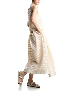 Emporio Armani Vichy 3d Jacquard Midi Skirt - Vanilla