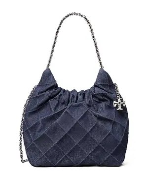 Tory Burch Fleming Mini Soft Denim Hobo Bag - Blue